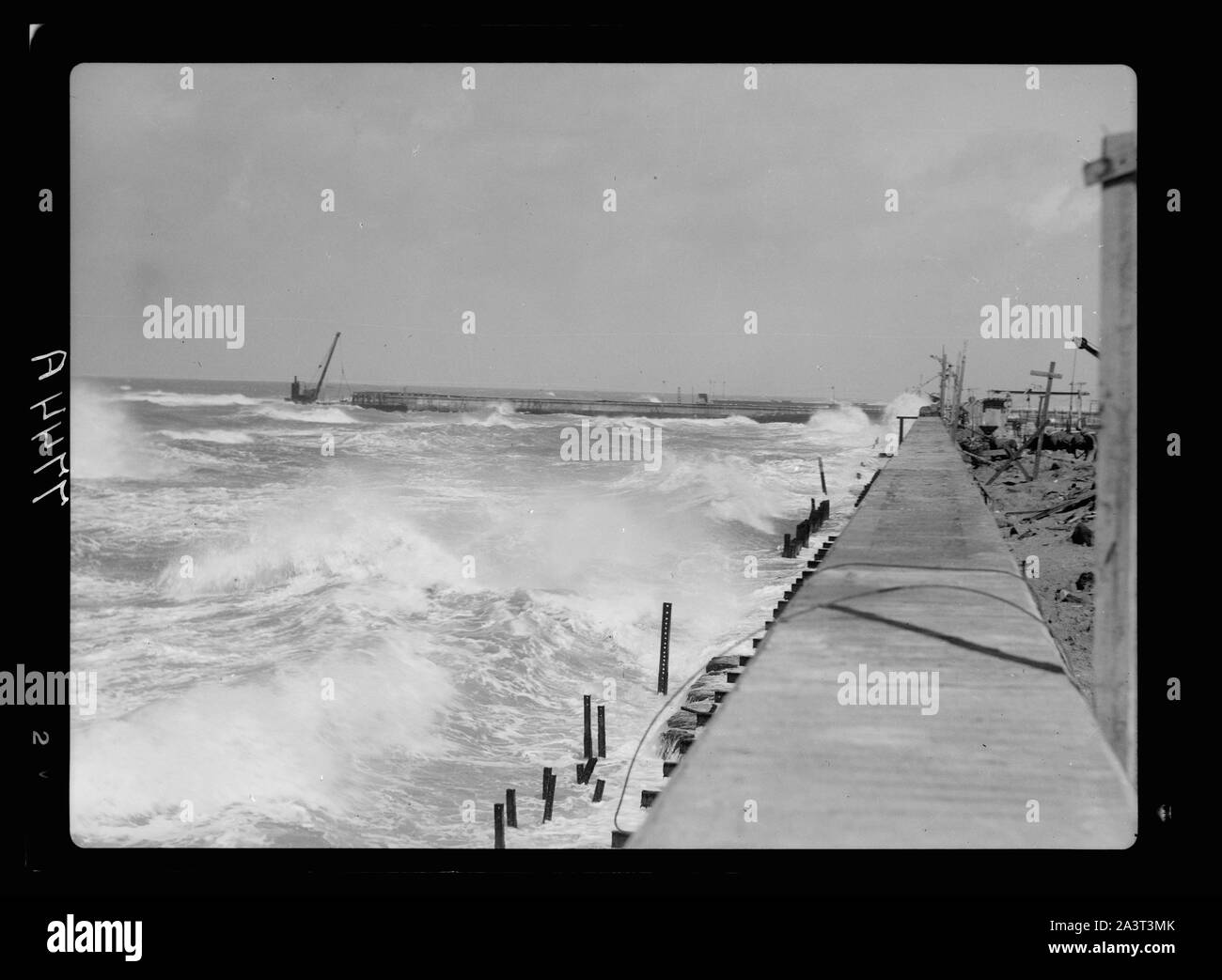 Coastal breakwater protection harbor Black and White Stock Photos ...