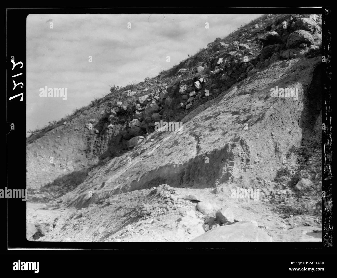 Tel Deweir (Lachish). Exposed portion of Hyksos glacis, N.W. corner of ...
