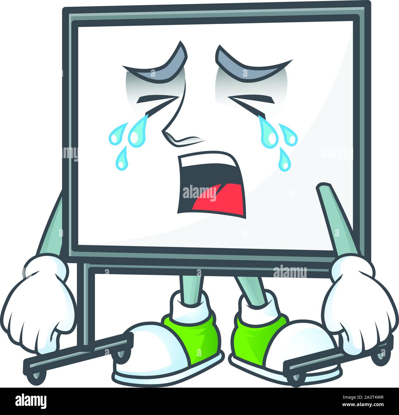 Crying white board cartoon character with mascot Stock Vector Image ...