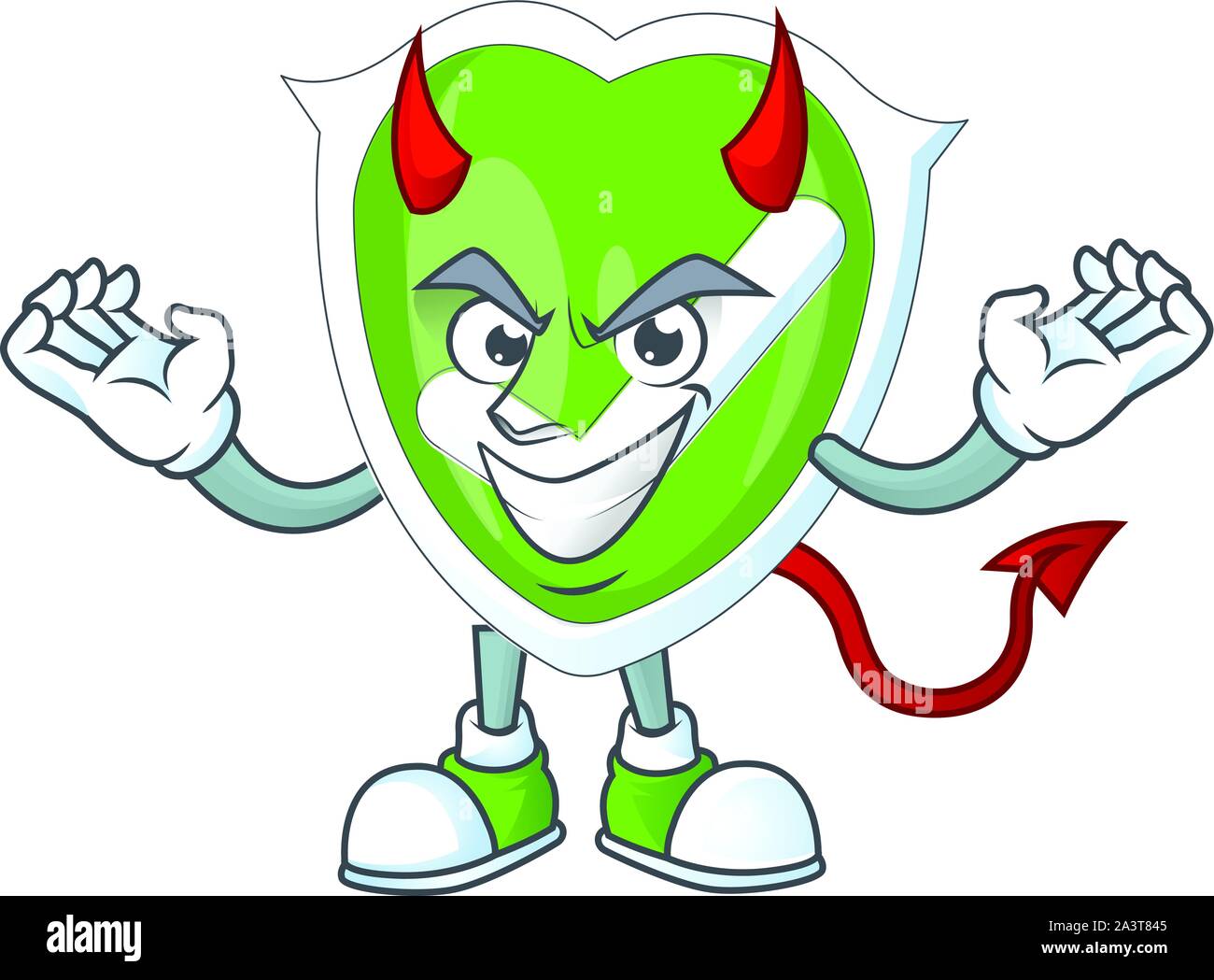 Devil checkmark shield with cartoon character shape Stock Vector Image ...