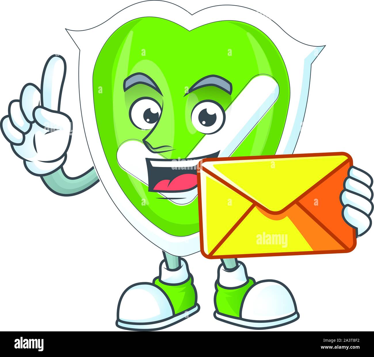 With envelope checkmark shield with character a mascot Stock Vector ...