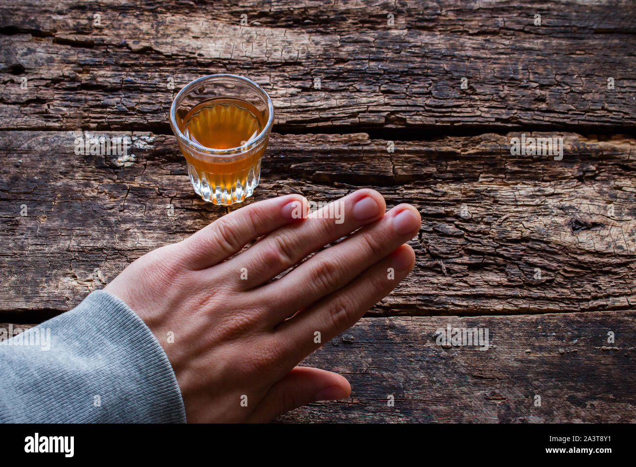man refuses alcohol Stock Photo - Alamy