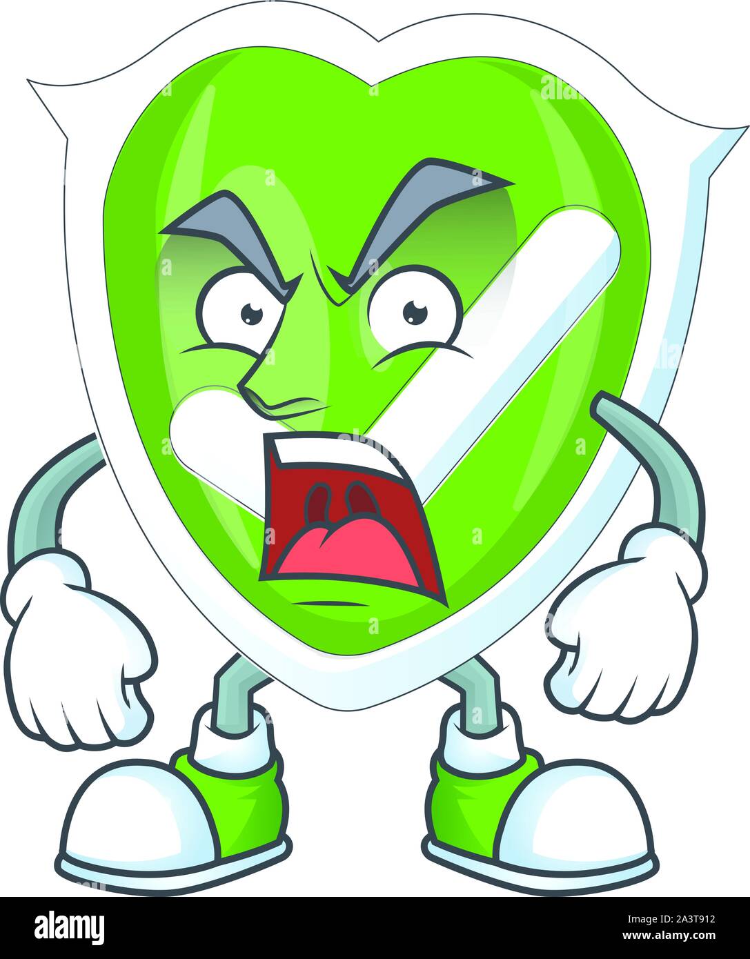 Angry checkmark shield with cartoon character shape Stock Vector Image ...