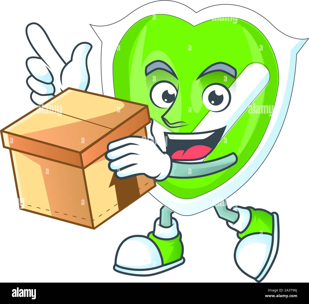 With box checkmark shield with character a mascot Stock Vector Image ...