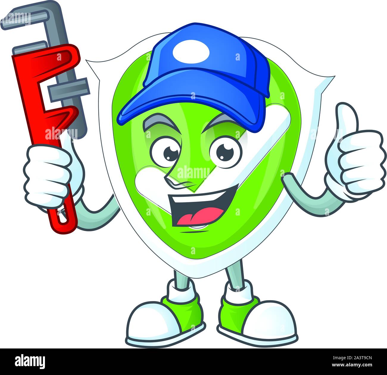 Plumber checkmark shield character on white background Stock Vector ...