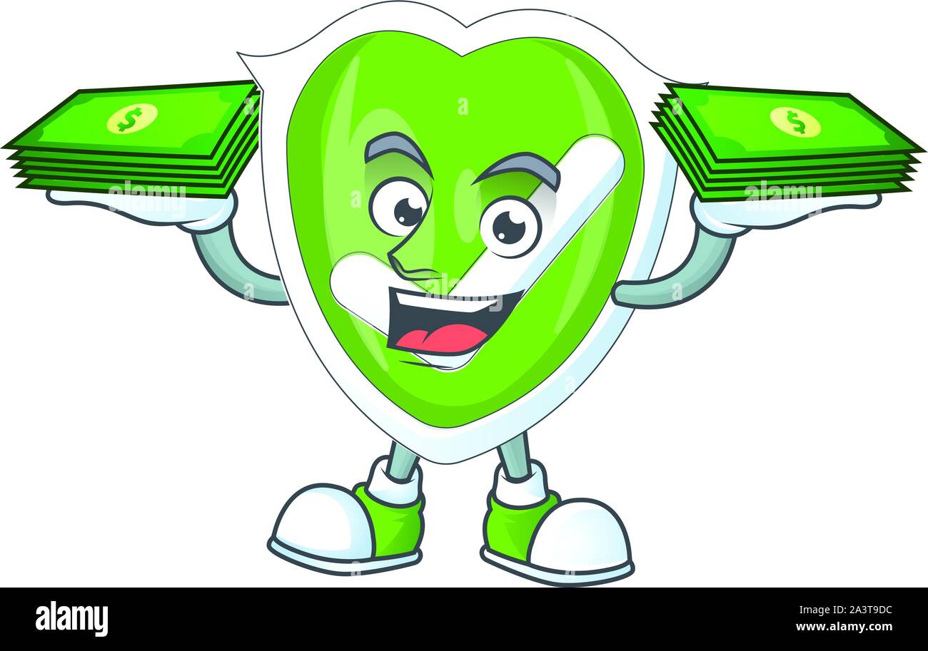 With money bag checkmark shield with cartoon character shape Stock ...