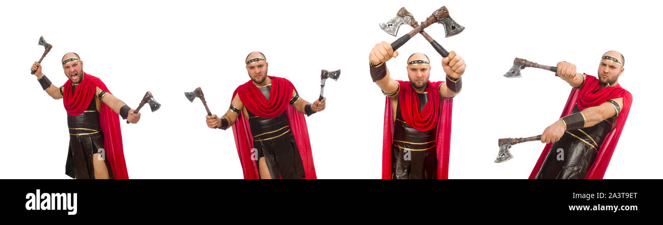 The gladiator isolated on white background Stock Photo - Alamy