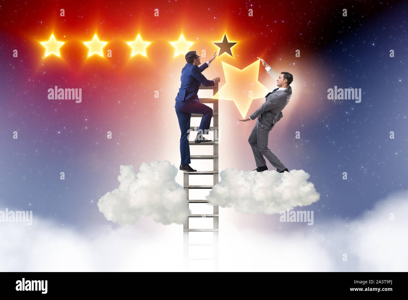 The businessman reaching out for stars Stock Photo - Alamy