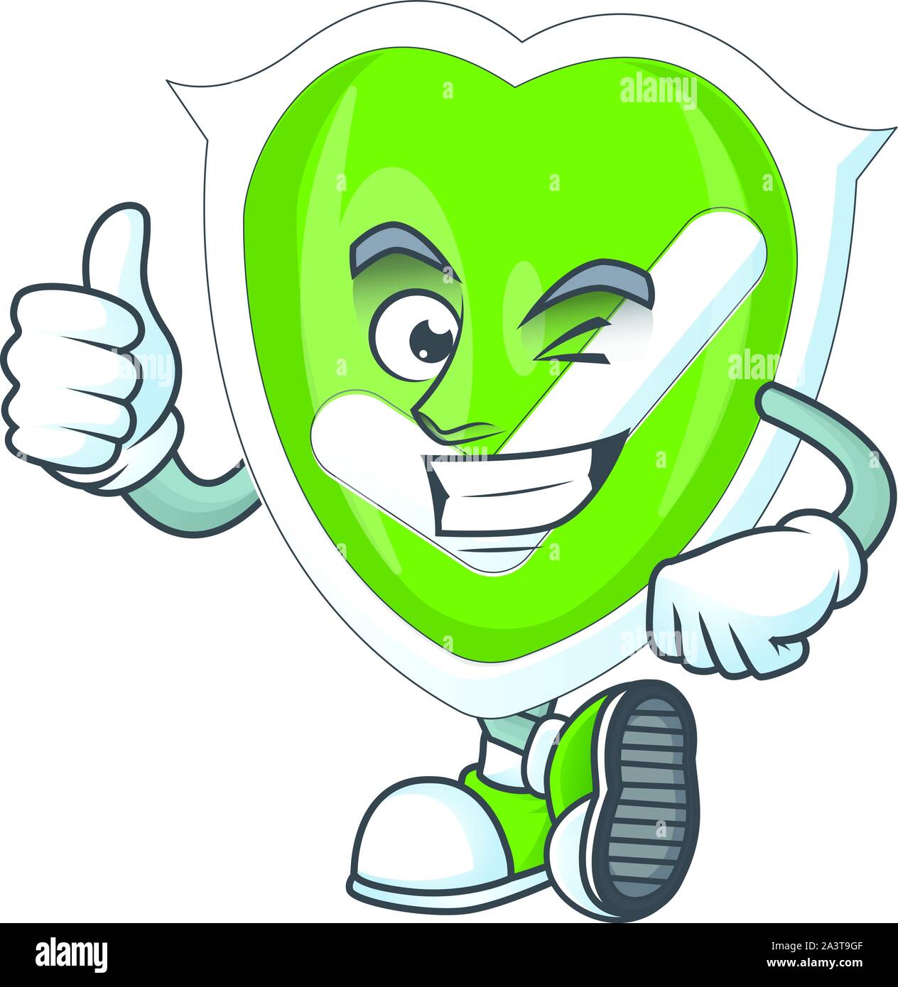 Thumbs up checkmark shield with character a mascot Stock Vector Image ...