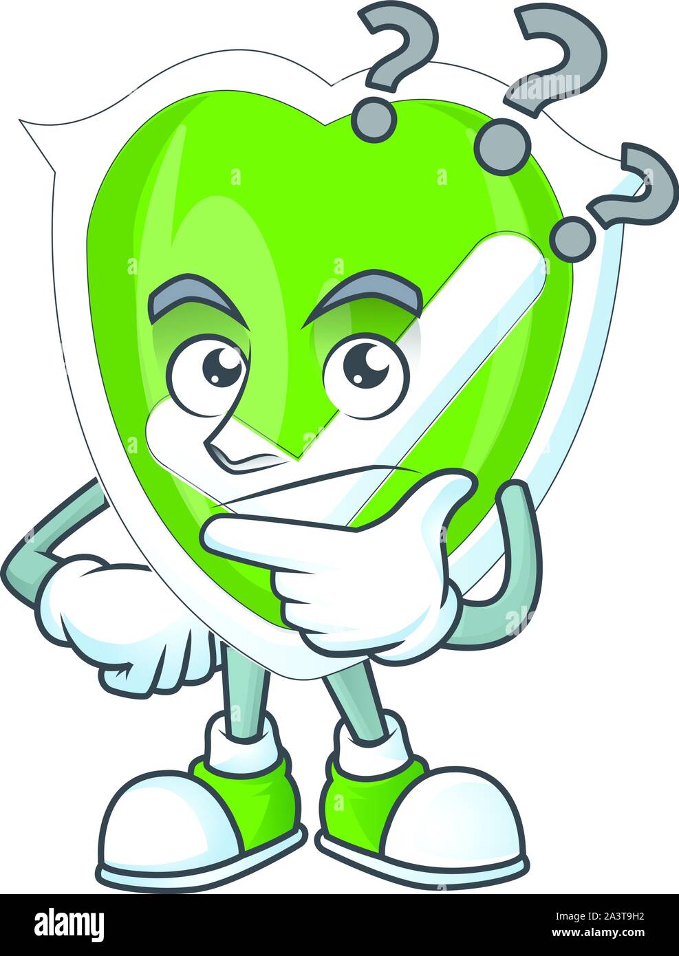 Thinking checkmark shield with cartoon character shape Stock Vector ...