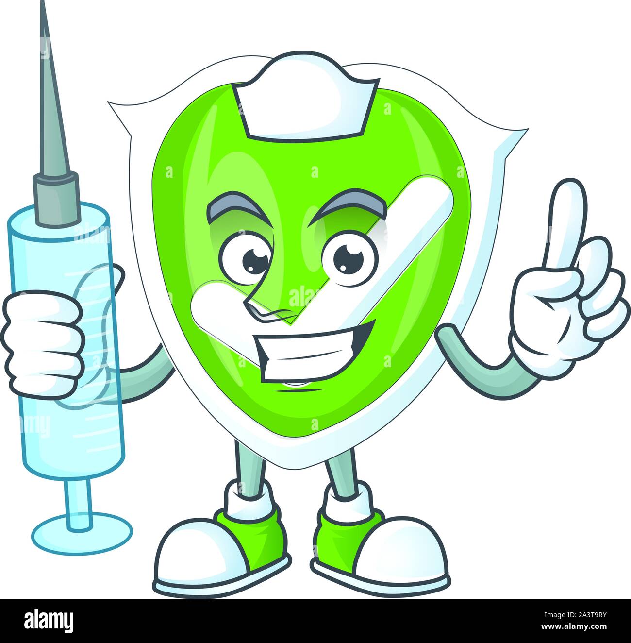 Nurse checkmark shield with character a mascot Stock Vector Image & Art ...