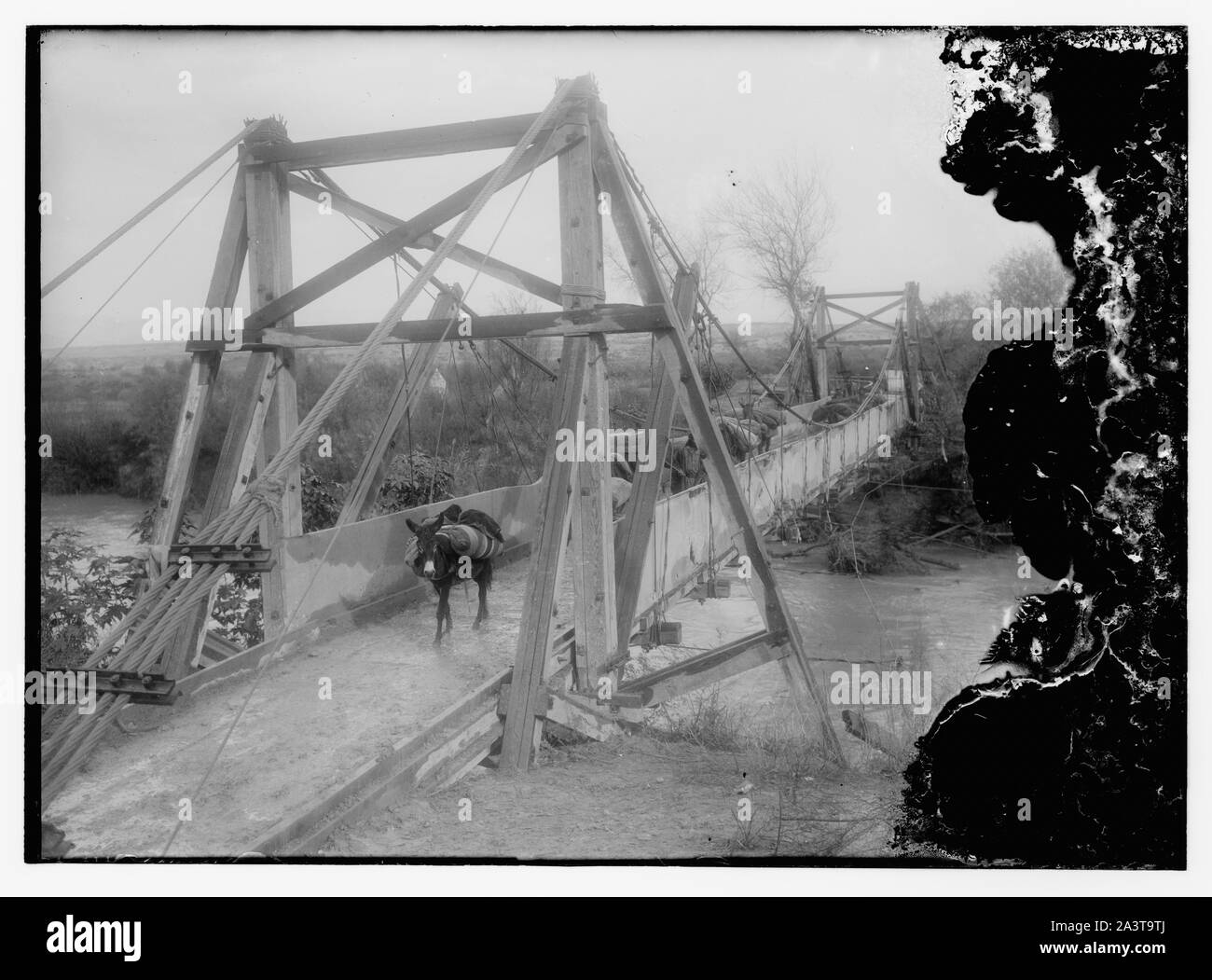 Temporary British suspension bridge over Jordan River Stock Photo - Alamy