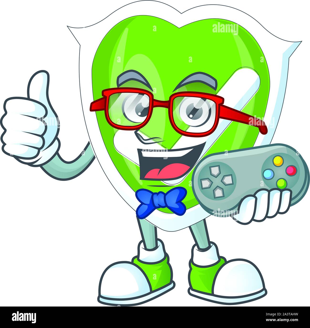 Gamer checkmark shield with cartoon character shape Stock Vector Image ...