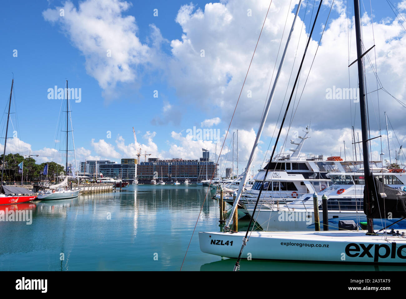 Sunny day at Viaduct Basin in Auckland harbor Stock Photo - Alamy