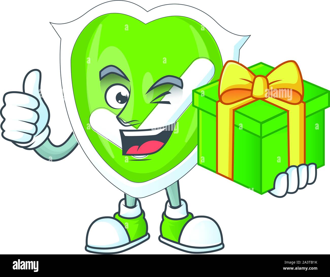With gift checkmark shield with cartoon character shape Stock Vector ...