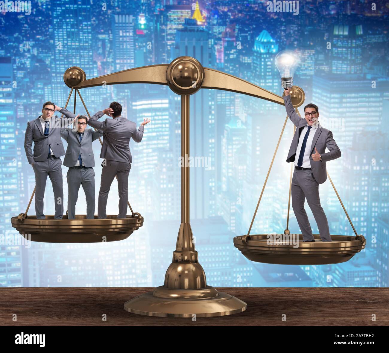 The man with idea is more important than people without ideas Stock ...