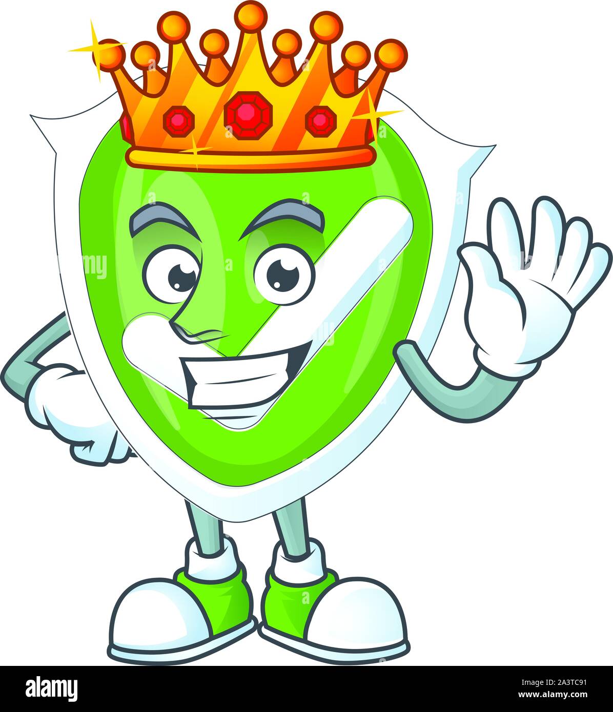 King checkmark shield character on white background Stock Vector Image ...