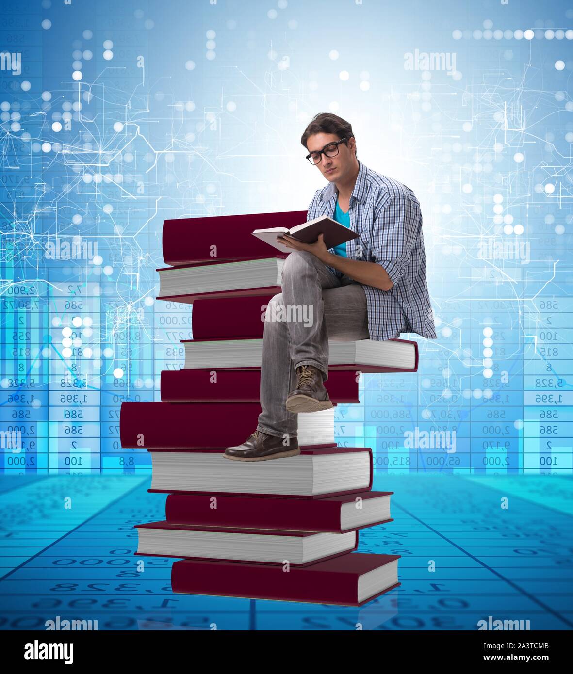 The young male student in education concept Stock Photo - Alamy