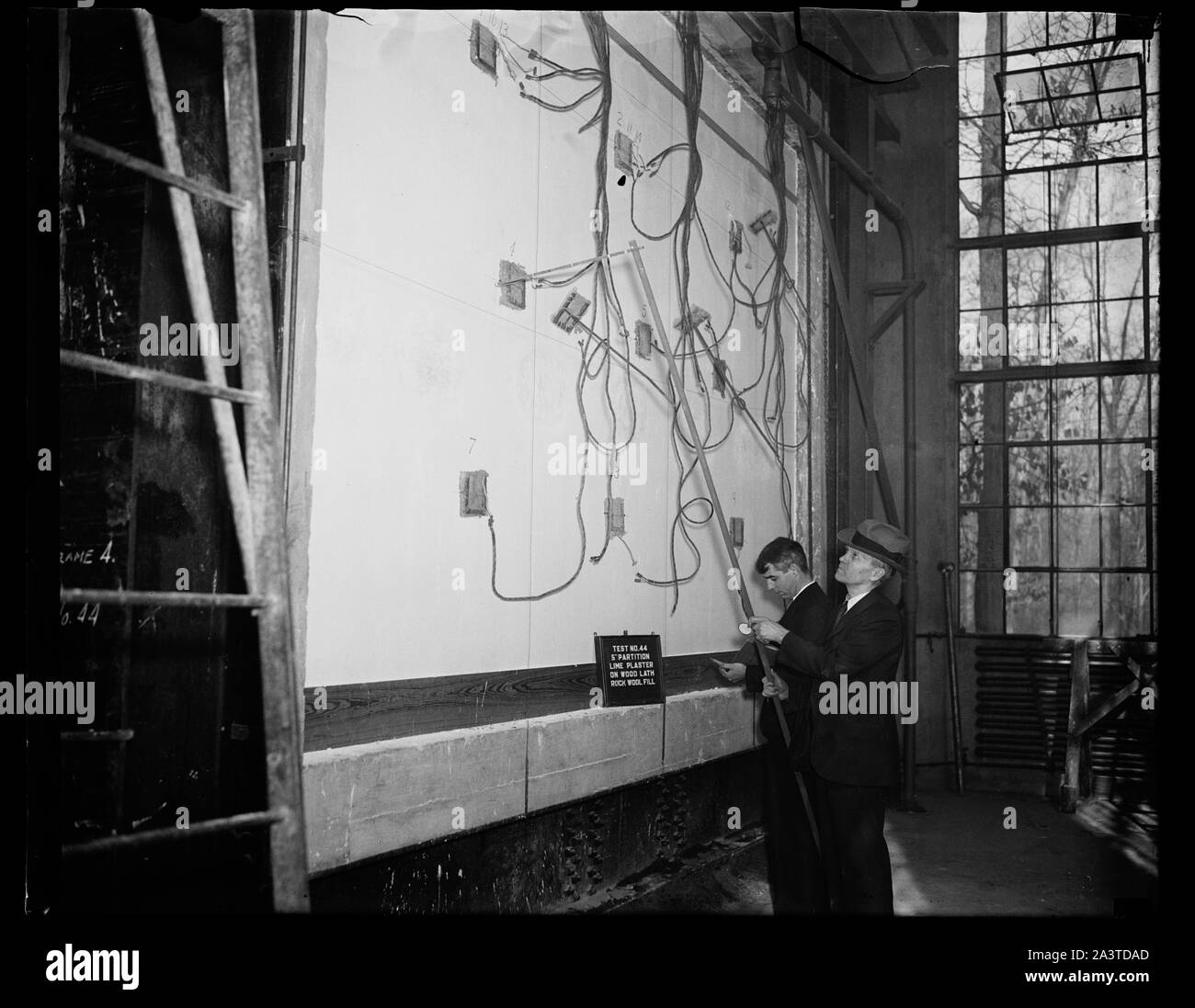 Test No. 44, 5 partition, lime plaster on wood lath, rock wool fill ...