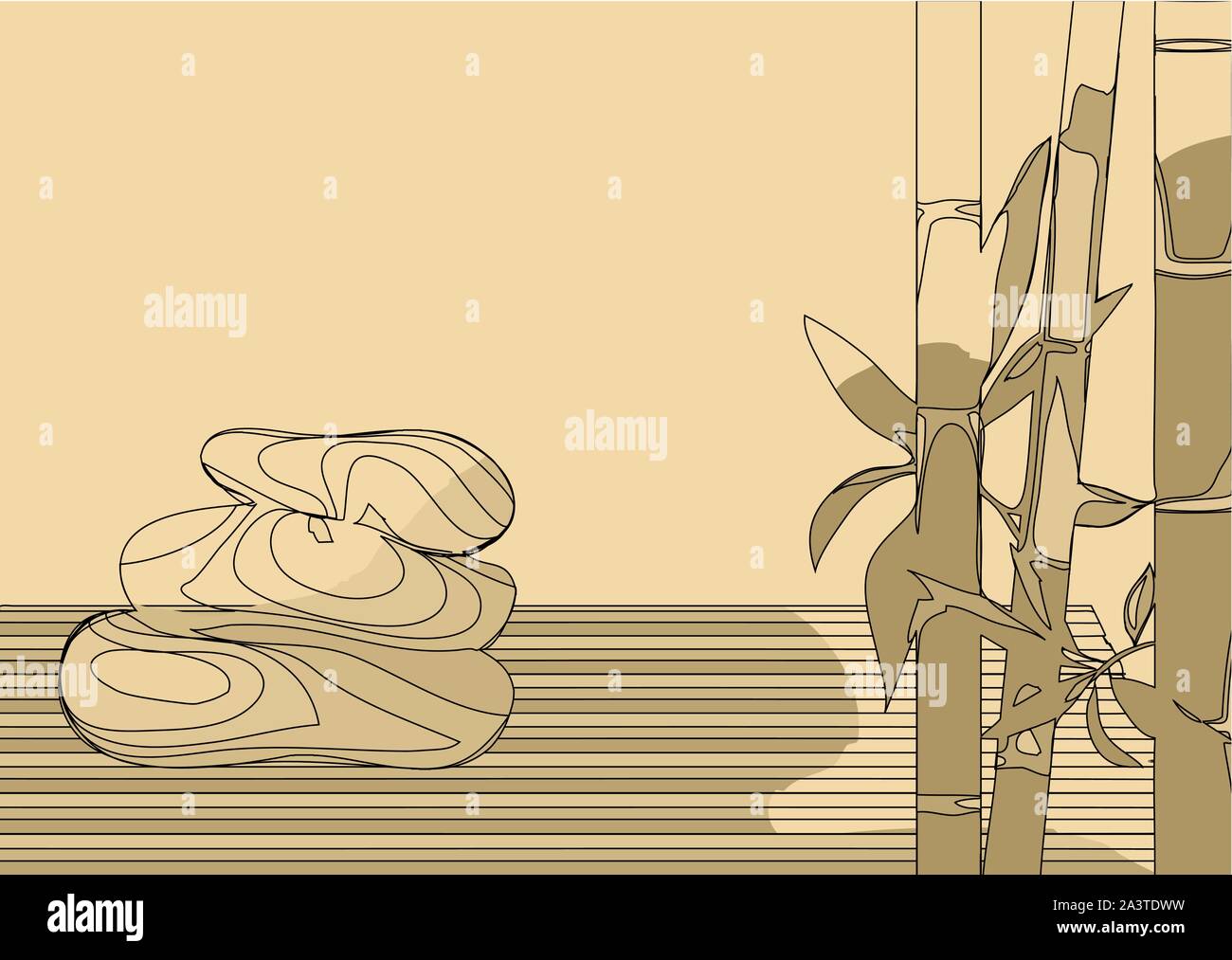 abstract bamboo and stones on a biege background Stock Vector Image ...