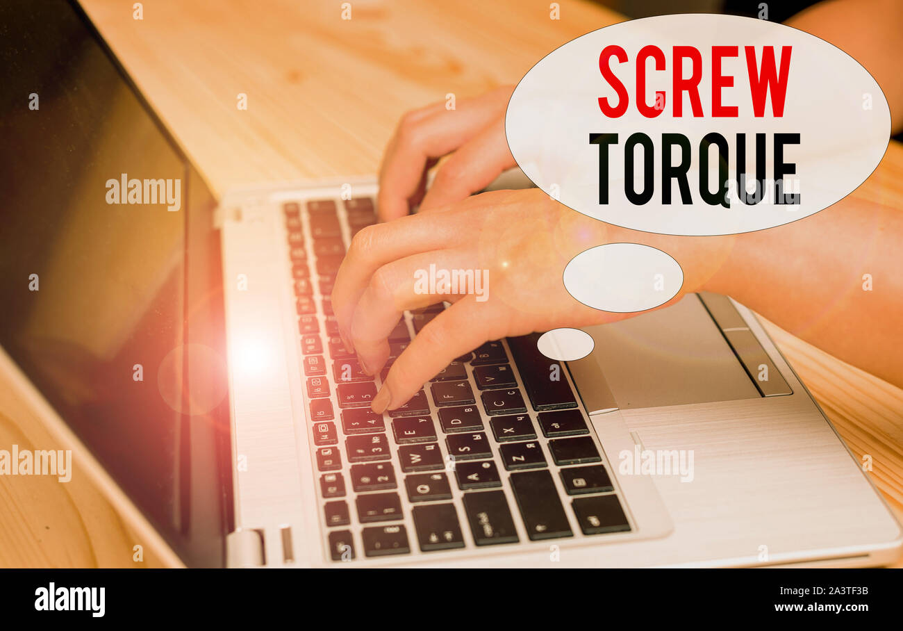 Word writing text Screw Torque. Business photo showcasing measure of ...