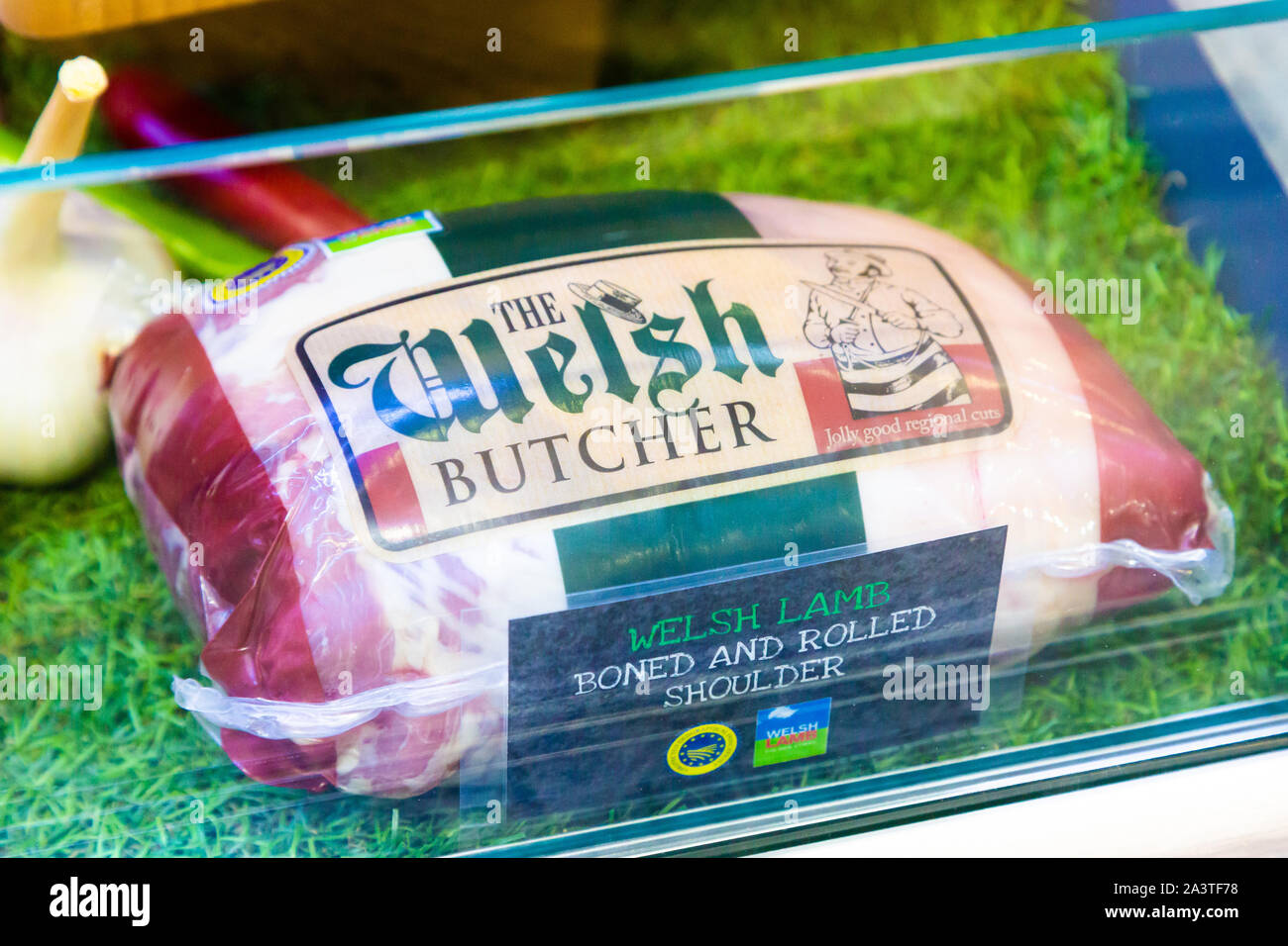 Exhibition stand with lamb from Welsh meat producers at Anuga, Cologne ...