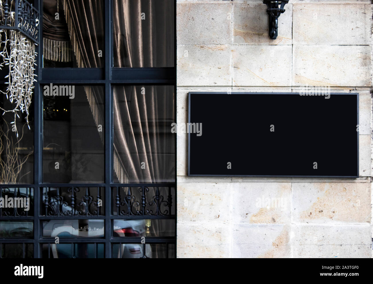 signboard mockup and template empty frame for logo and text on the ...