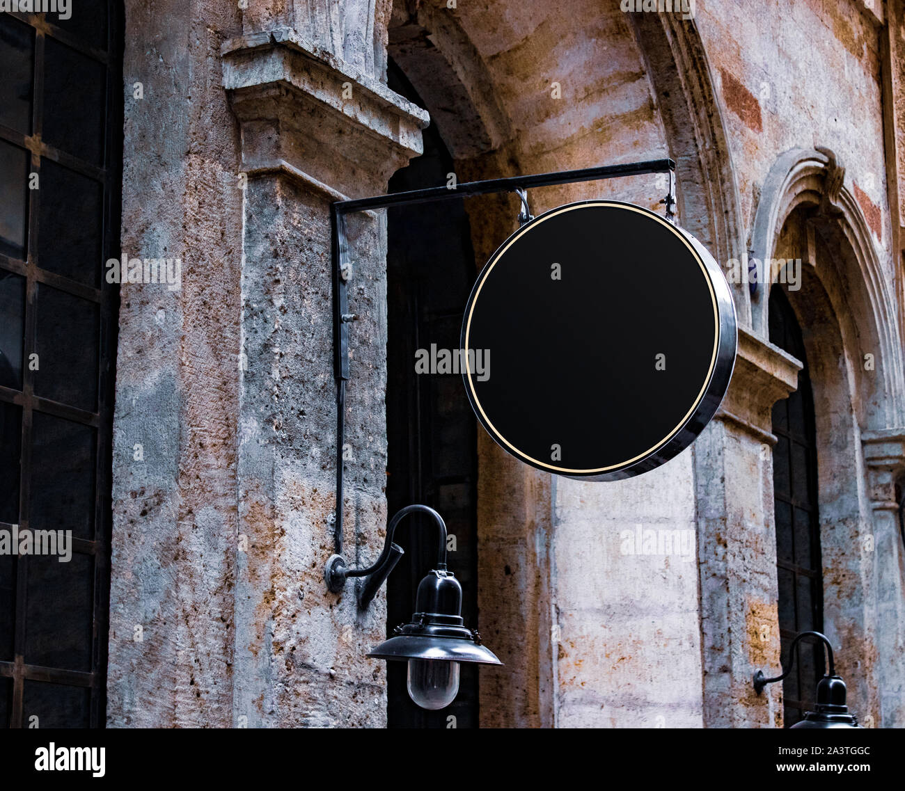 signboard mockup and template empty frame for logo and text on the ...