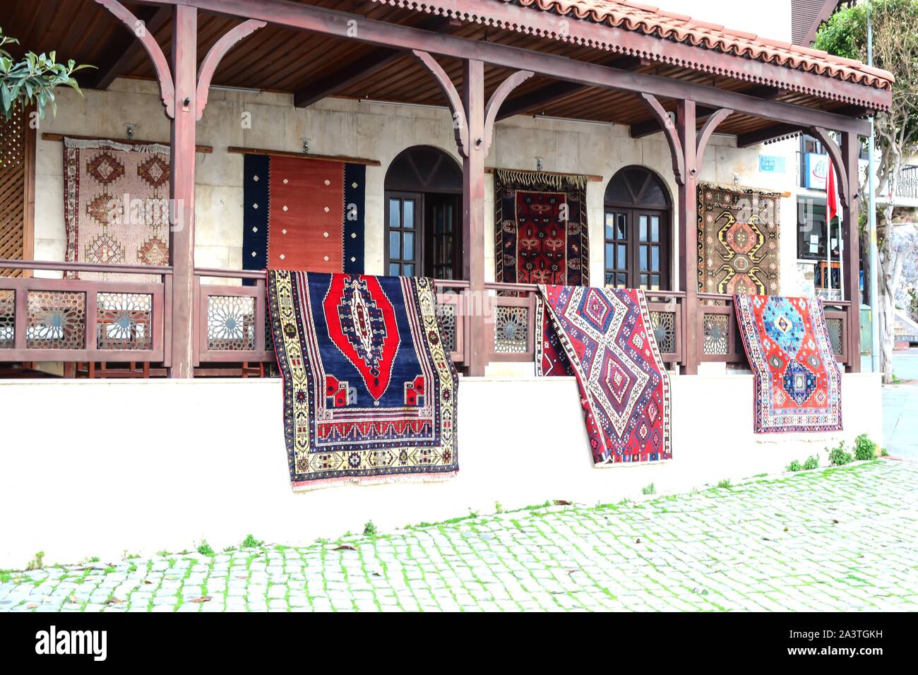 Alanya Harbour in early Spring before the new season starts. Boats are ...