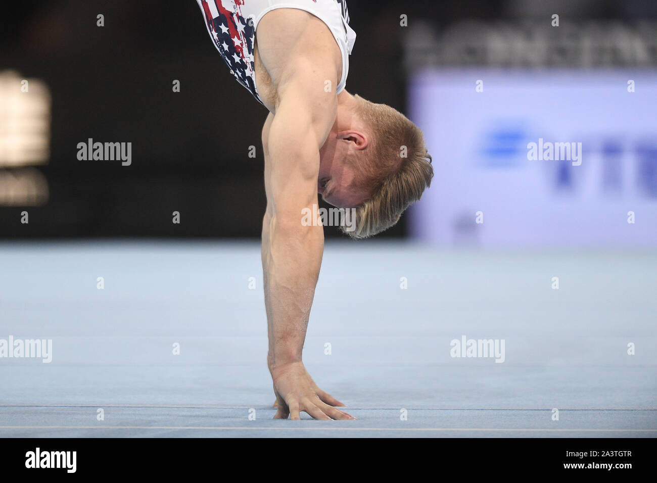 October 9, 2019: SHANE WISKUS competes on the floor exercise during the ...