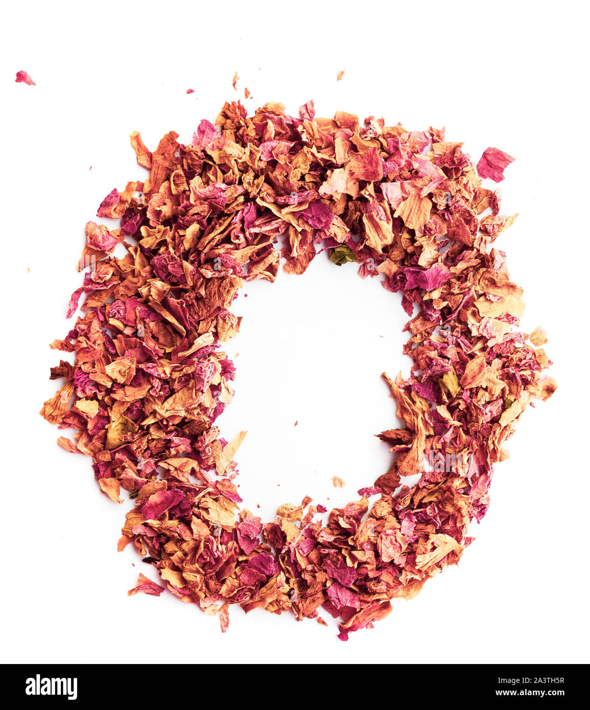 Letter O, made of rose petals, isolated on white background. Food ...