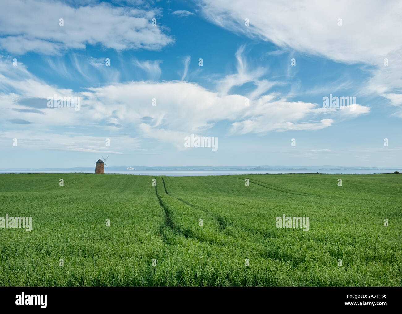 St Monans windmill and high-level clouds. Fife, Scotland Stock Photo ...