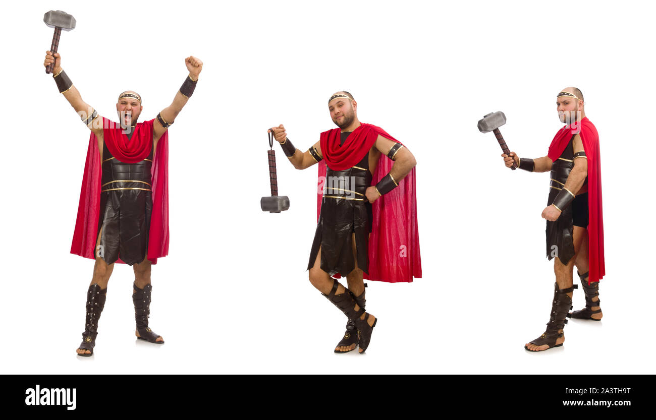 The gladiator isolated on white background Stock Photo - Alamy