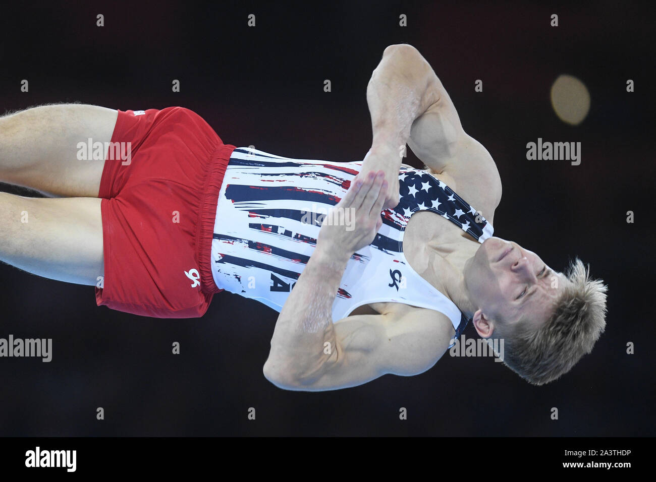 October 9, 2019: SHANE WISKUS competes on the floor exercise during the ...