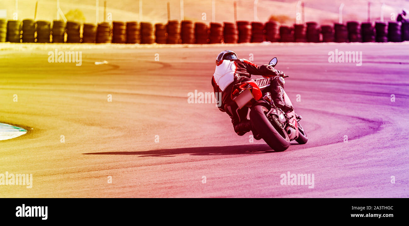 competition, motorcycle racer rides on a sports track Stock Photo - Alamy