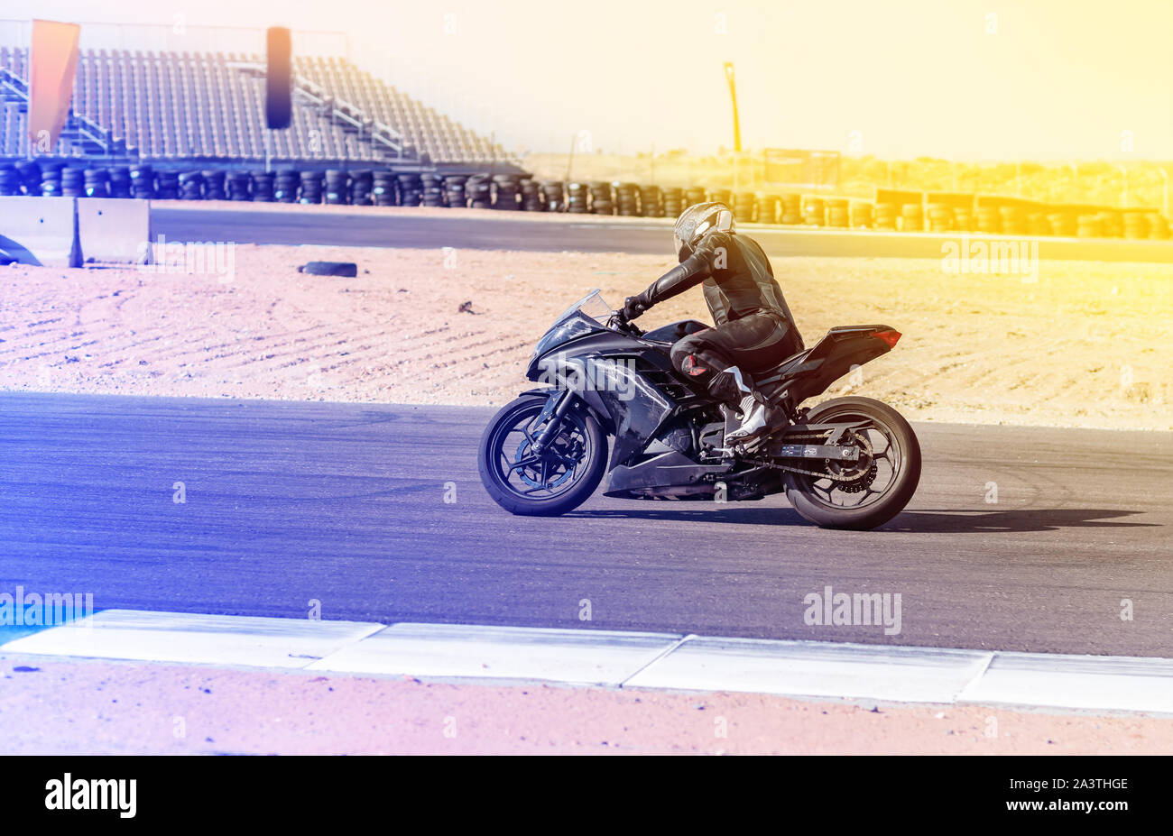 competition, motorcycle racer rides on a sports track Stock Photo - Alamy