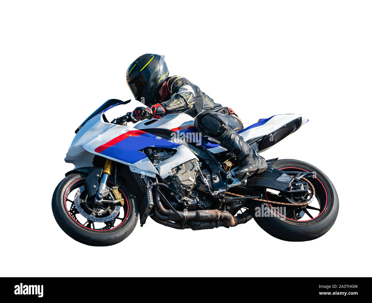 sport rider motorcyclist on white isolated background Stock Photo - Alamy