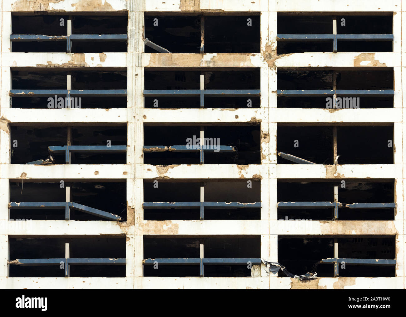 Facade of the bullet-riddled Holiday Inn damaged during the Lebanese ...