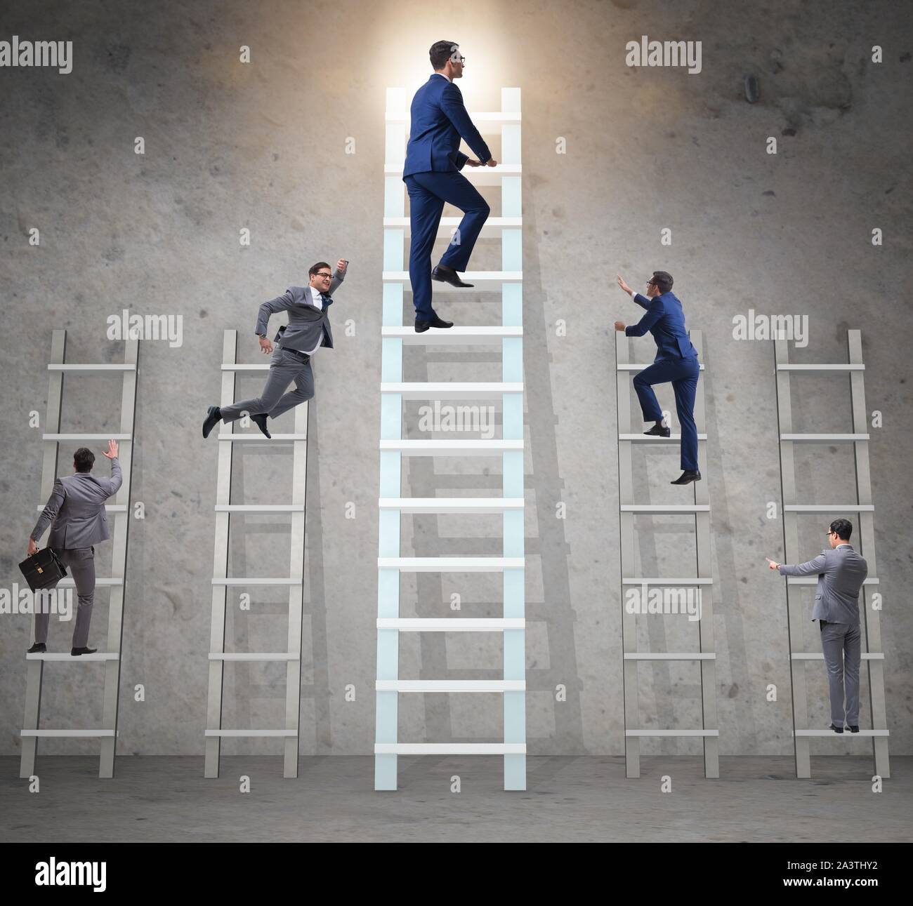 The career progression concept with various ladders Stock Photo - Alamy