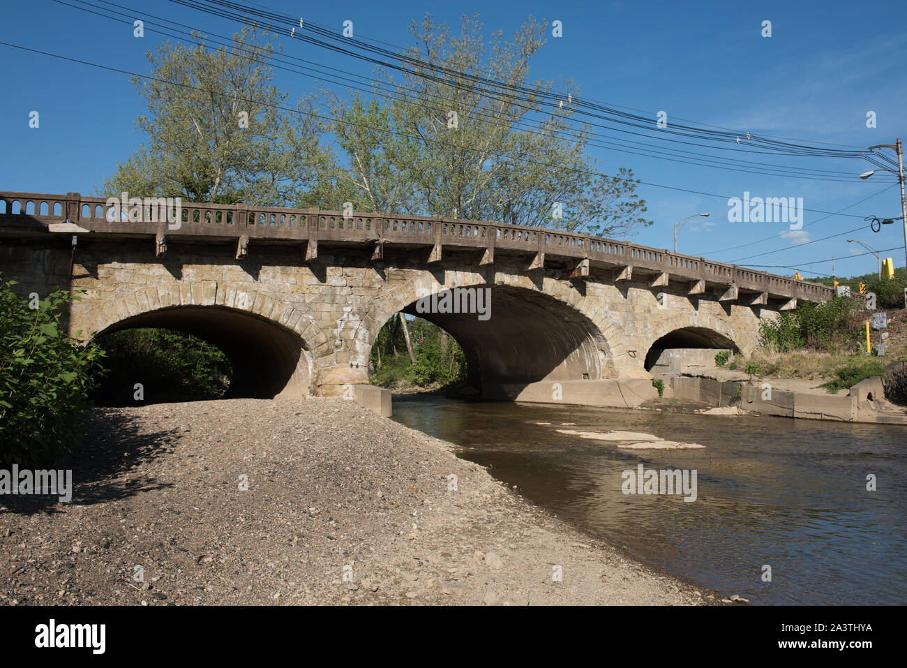 The 1817 Elm Grove Stone Arch Bridge in Wheeling, West Virginia Stock ...