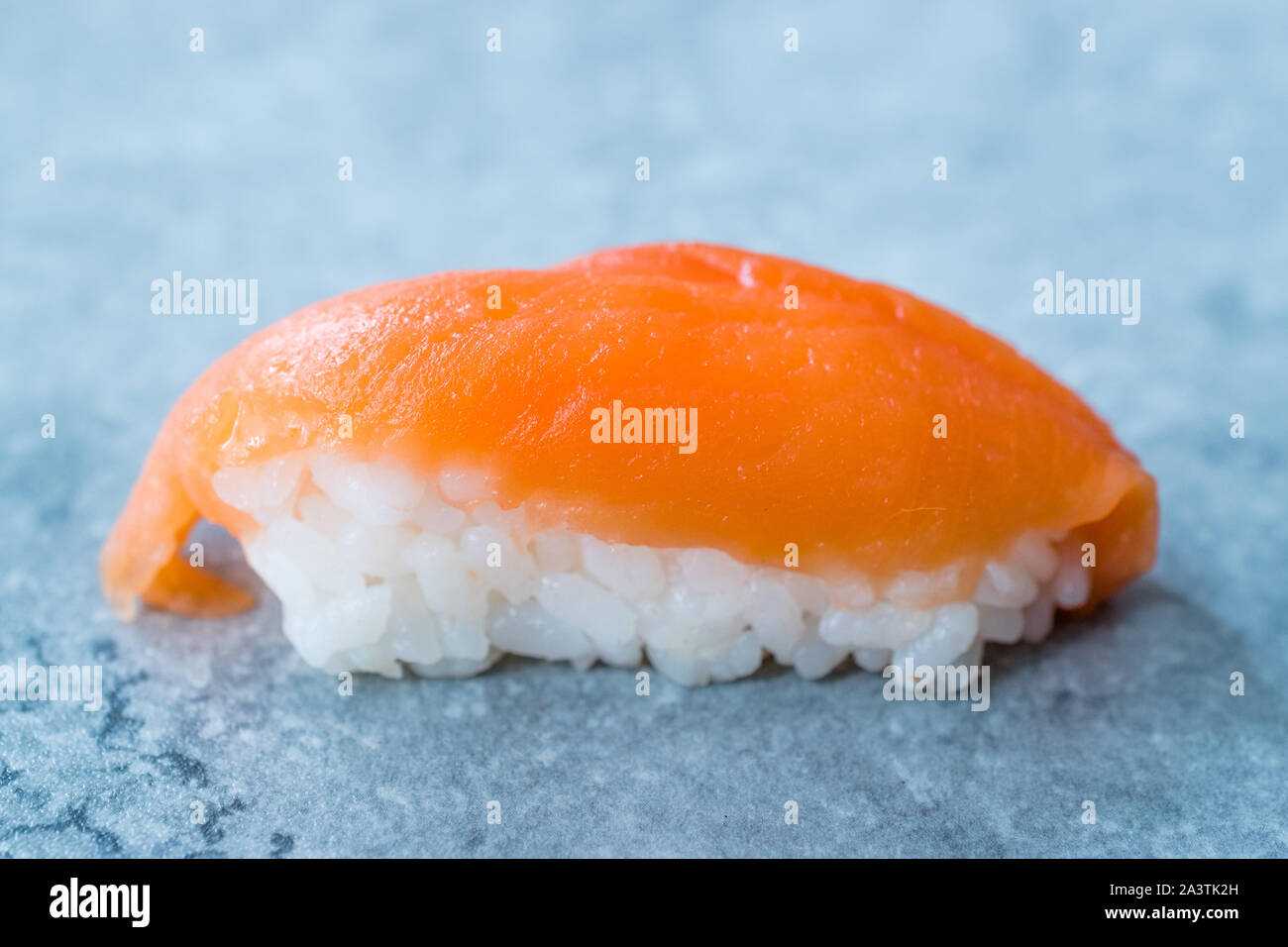 Sake Nigiri Sushi with Ginger, Wasabi, Soy Sauce and Chopsticks ...