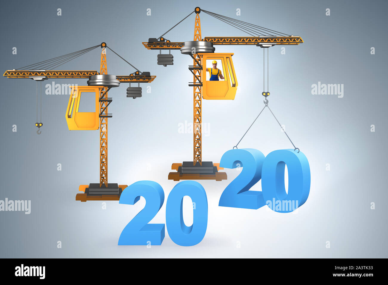 Crane lifting numbers in year of 2020 concept Stock Photo - Alamy