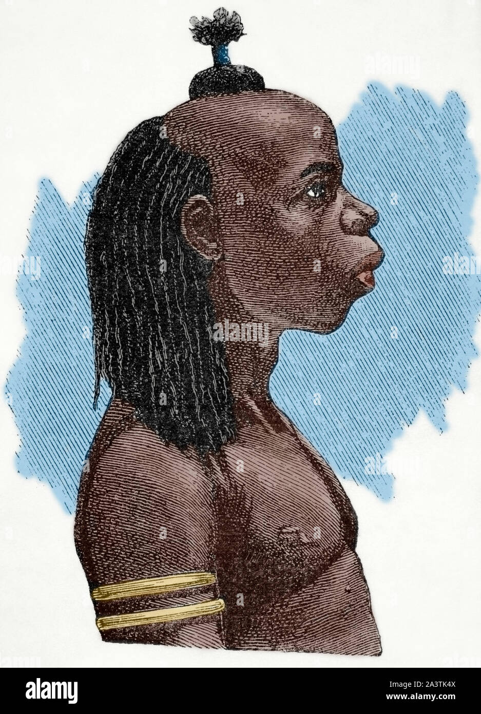 Africa. Manyema indigenous, warlike Bantu people. Engraving. Africa ...