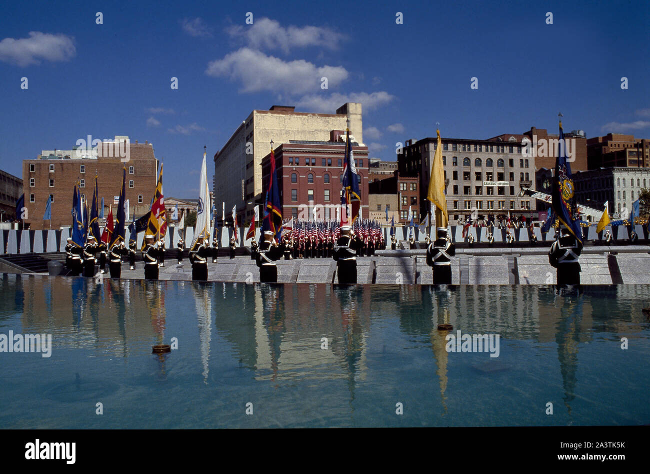 The 1987 dedication of the Navy Memorial on Pennsylvania Avenue in ...