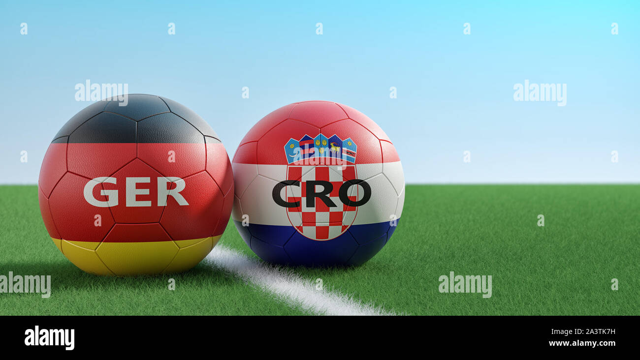 Germany vs. Croatia Soccer Match - Soccer balls in Croatia and German ...