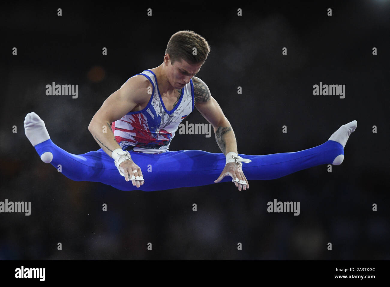 October 9, 2019: IVAN STRETOVIC competes on the high bar during the ...