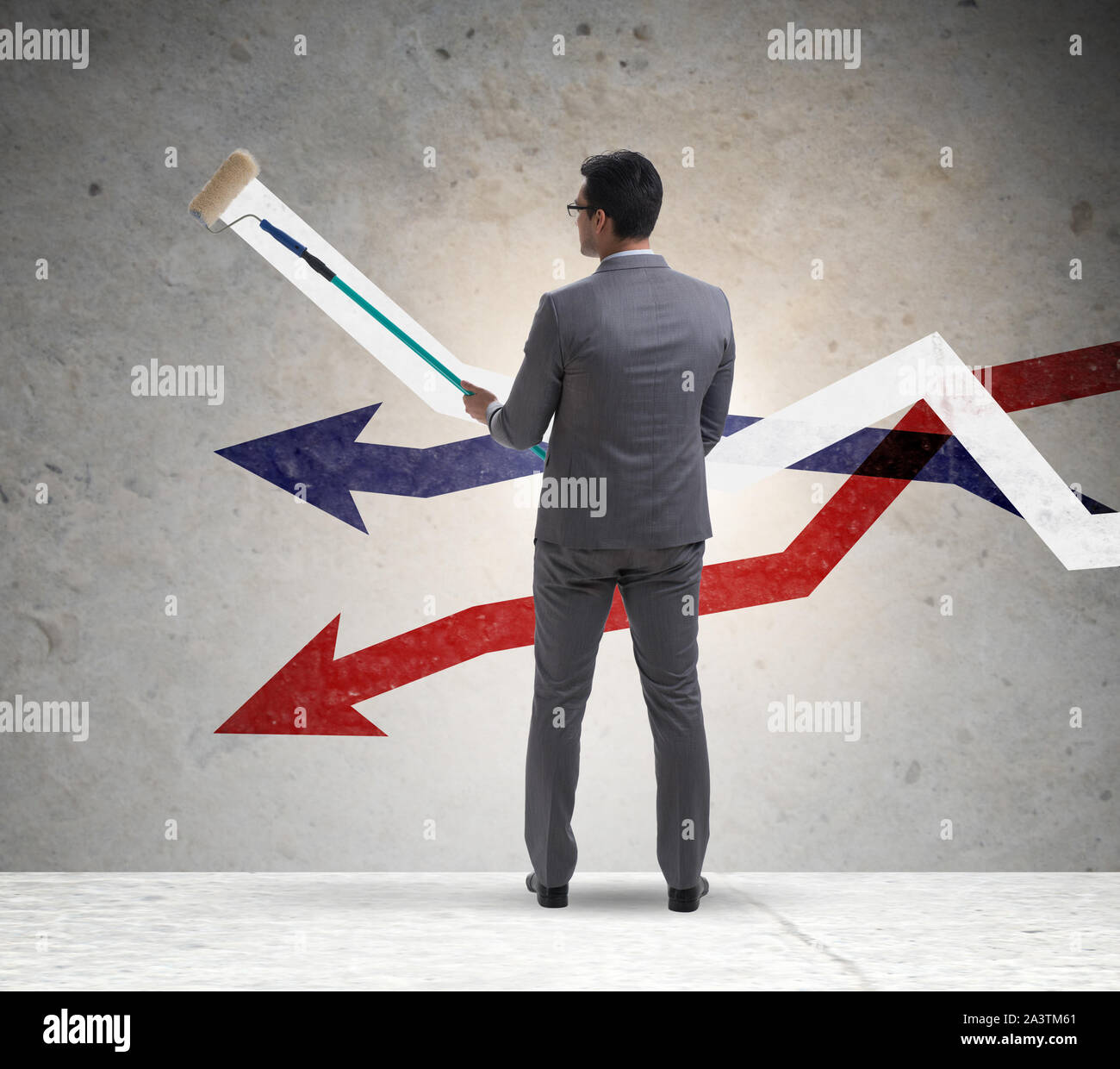 The businessman drawing charts in forecasting concept Stock Photo - Alamy