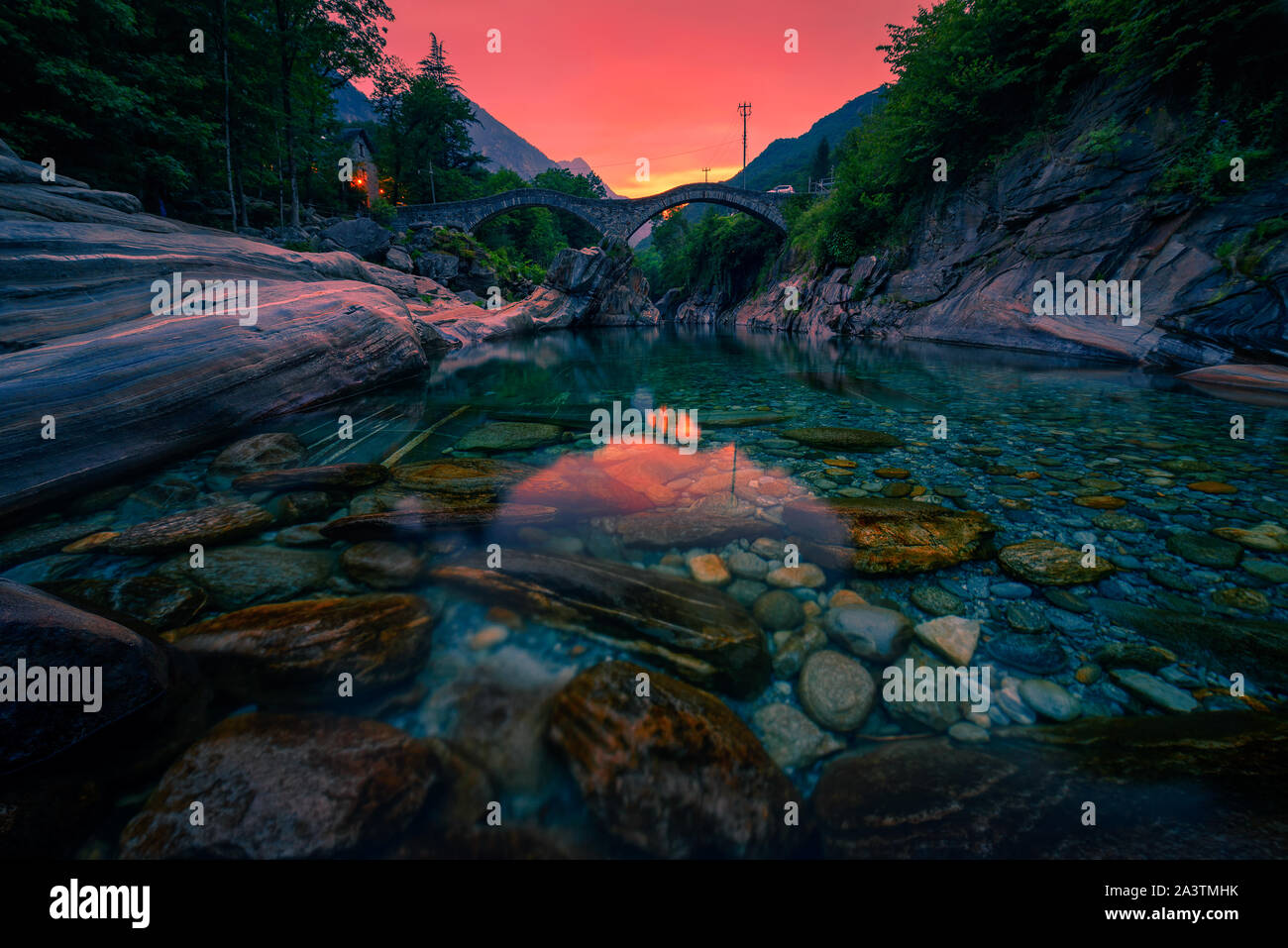 Beautiful sunset in ticino natural hi-res stock photography and images ...