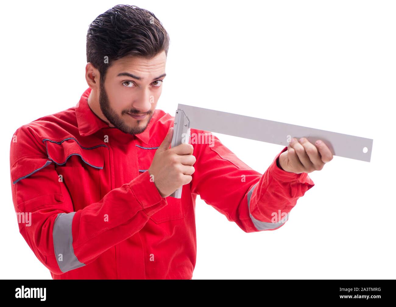 Young man square ruler hi-res stock photography and images - Alamy