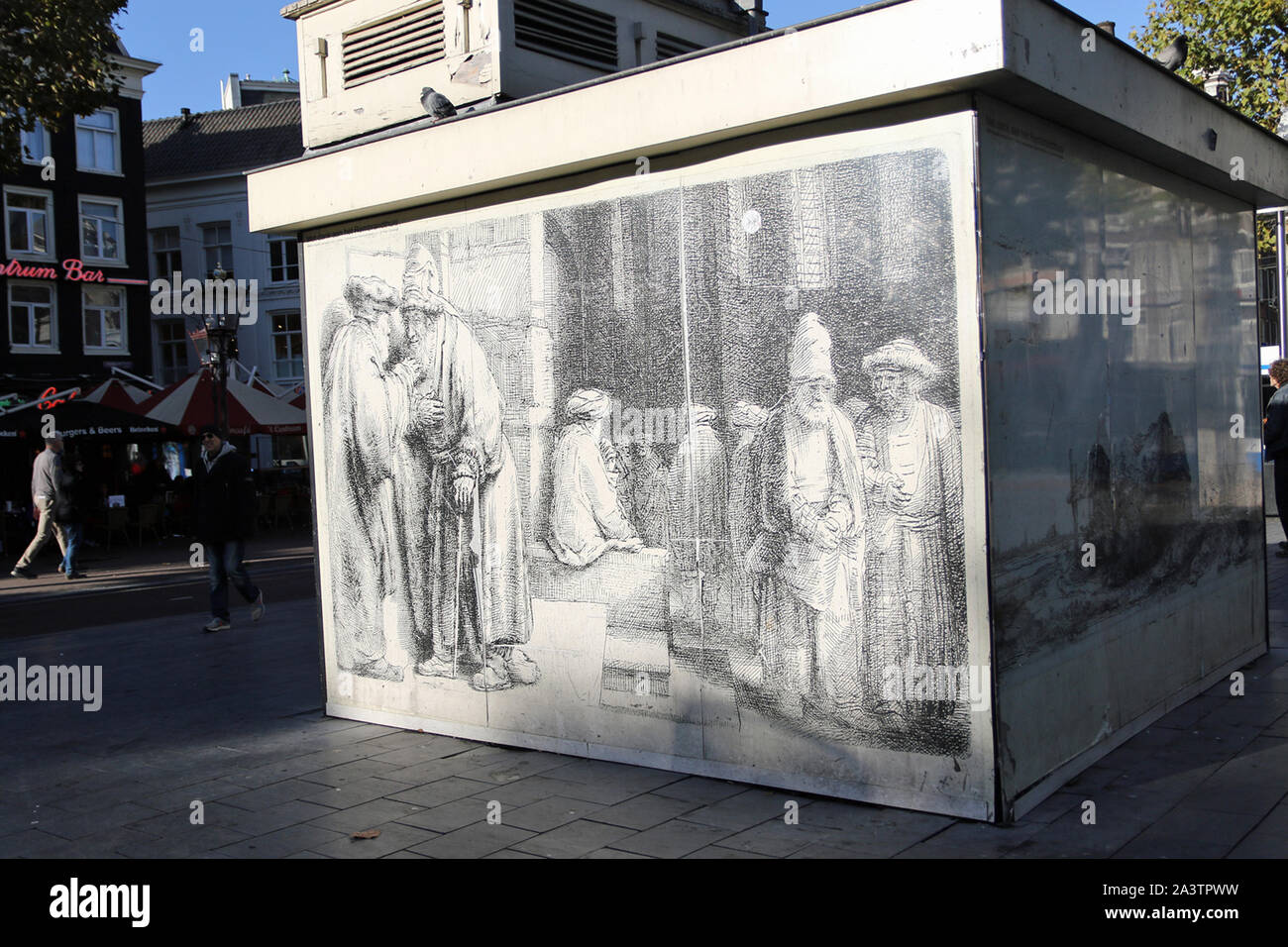 Rembrandt art in Rembrandt square, Amsterdam Stock Photo - Alamy